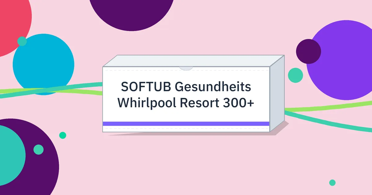 Symbolbild: Packung mit der Aufschrift SOFTUB Gesundheits Whirlpool Resort 300+ (PZN 06439429) – Verfügbarkeit und Bezug in Apotheken in Frankfurt am Main