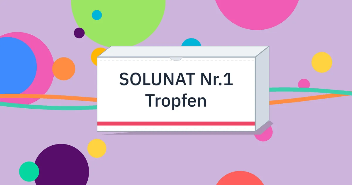 Symbolbild: Packung mit der Aufschrift SOLUNAT Nr.1 Tropfen (PZN 02937567) – Verfügbarkeit und Bezug in Apotheken in Frankfurt am Main