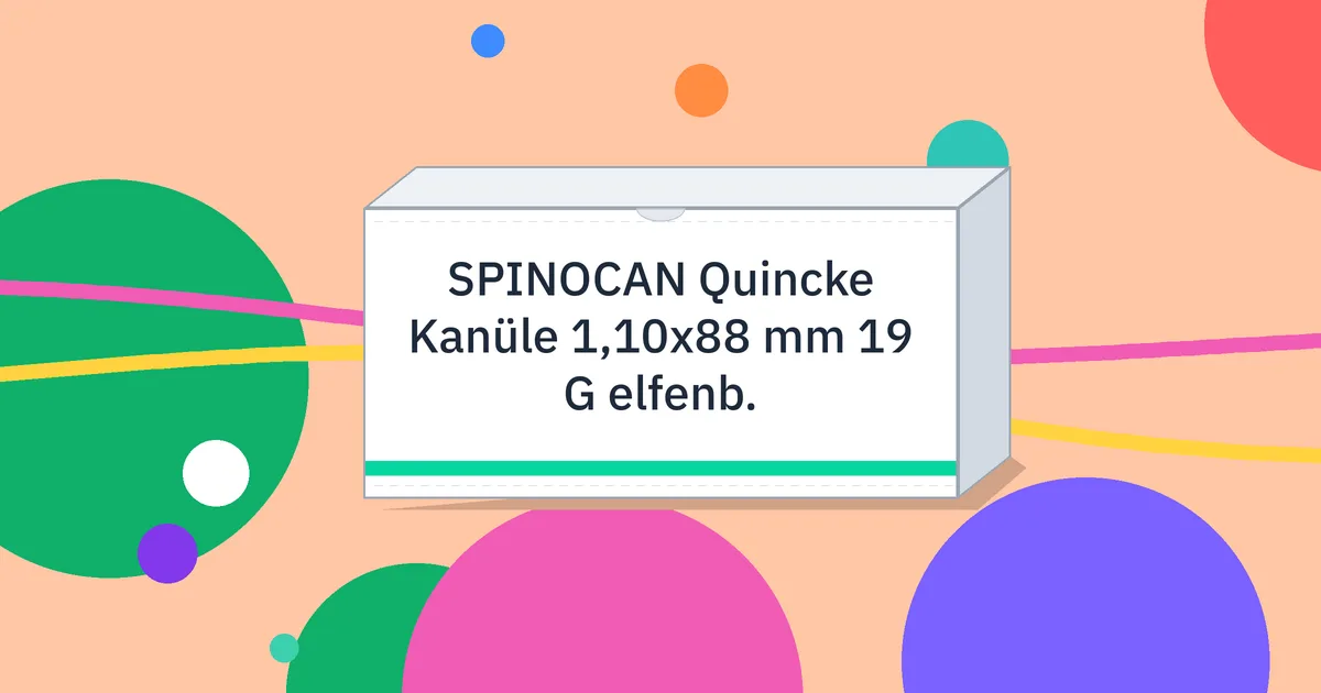 Symbolbild: Packung mit der Aufschrift SPINOCAN Quincke Kanüle 1,10x88 mm 19 G elfenb. (PZN 06592846) – Verfügbarkeit und Bezug in Apotheken in Frankfurt am Main