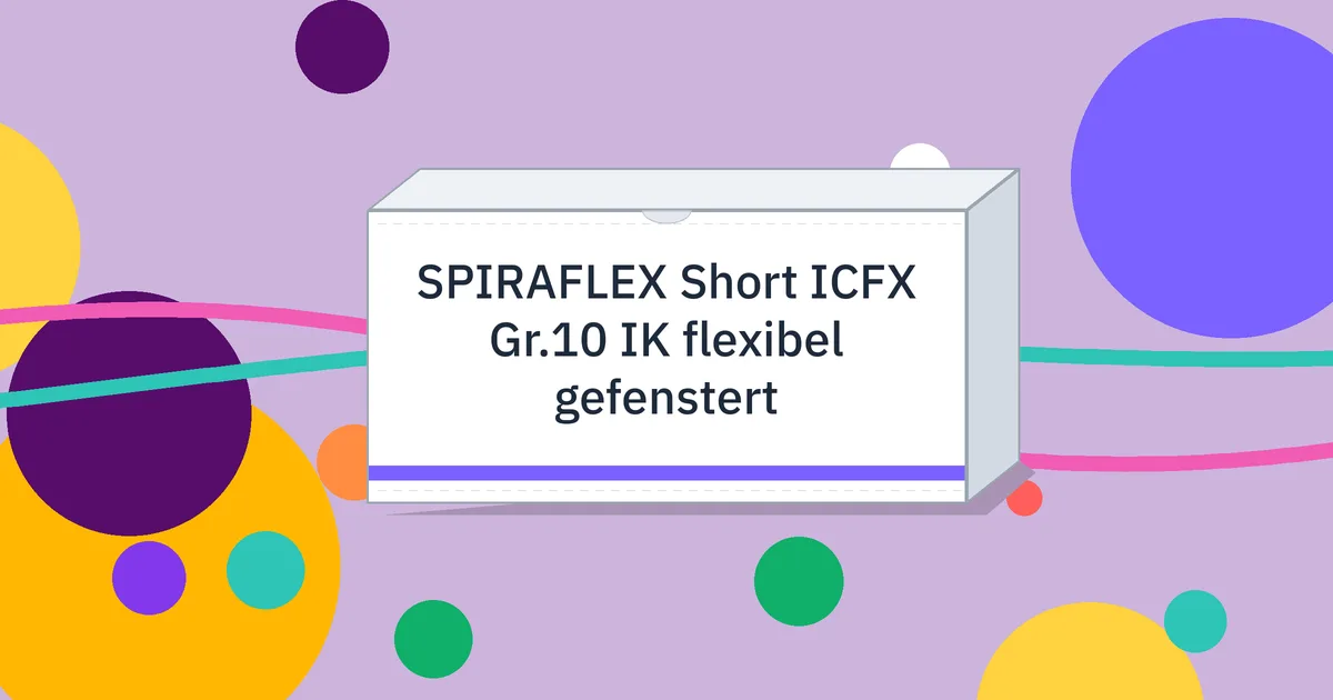 Symbolbild: Packung mit der Aufschrift SPIRAFLEX Short ICFX Gr.10 IK flexibel gefenstert (PZN 14285302) – Verfügbarkeit und Bezug in Apotheken in Frankfurt am Main