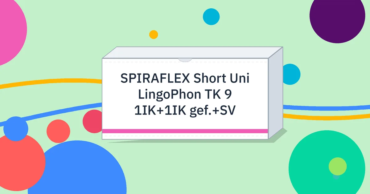 Symbolbild: Packung mit der Aufschrift SPIRAFLEX Short Uni LingoPhon TK 9 1IK+1IK gef.+SV (PZN 14002965) – Verfügbarkeit und Bezug in Apotheken in Frankfurt am Main