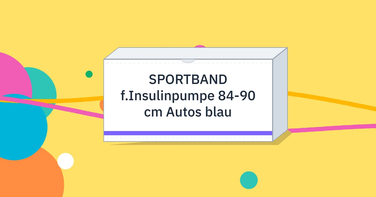 Symbolbild: Packung mit der Aufschrift SPORTBAND f.Insulinpumpe 84-90 cm Autos blau (PZN 13916002) – Verfügbarkeit und Bezug in Apotheken in Frankfurt am Main