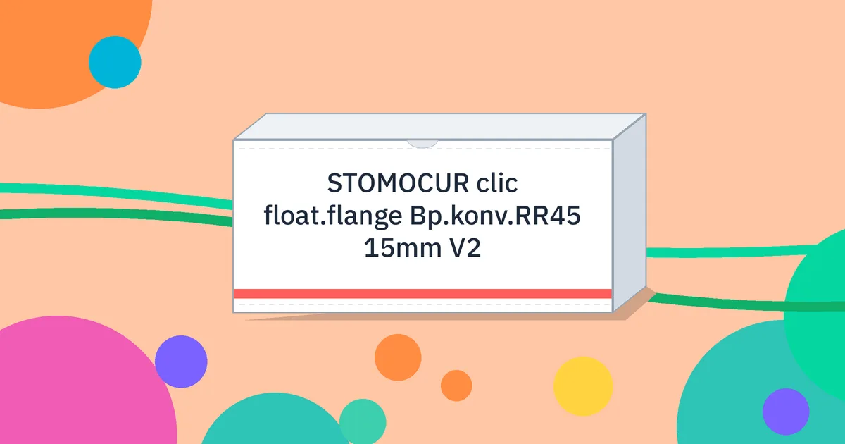 Symbolbild: Packung mit der Aufschrift STOMOCUR clic float.flange Bp.konv.RR45 15mm V2 (PZN 01739747) – Verfügbarkeit und Bezug in Apotheken in Frankfurt am Main