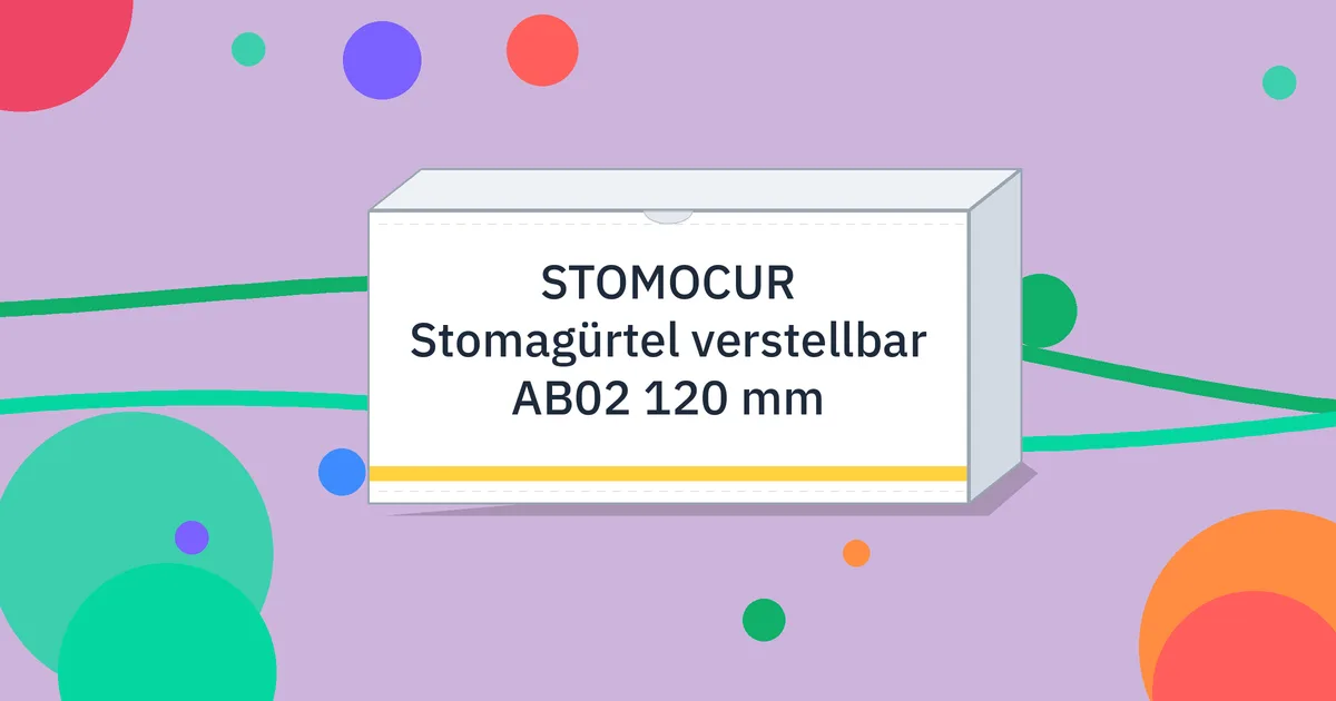 Symbolbild: Packung mit der Aufschrift STOMOCUR Stomagürtel verstellbar AB02 120 mm (PZN 14267936) – Verfügbarkeit und Bezug in Apotheken in Frankfurt am Main