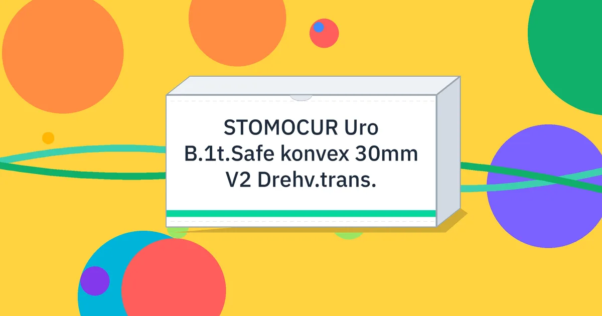 Symbolbild: Packung mit der Aufschrift STOMOCUR Uro B.1t.Safe konvex 30mm V2 Drehv.trans. (PZN 17553039) – Verfügbarkeit und Bezug in Apotheken in Frankfurt am Main
