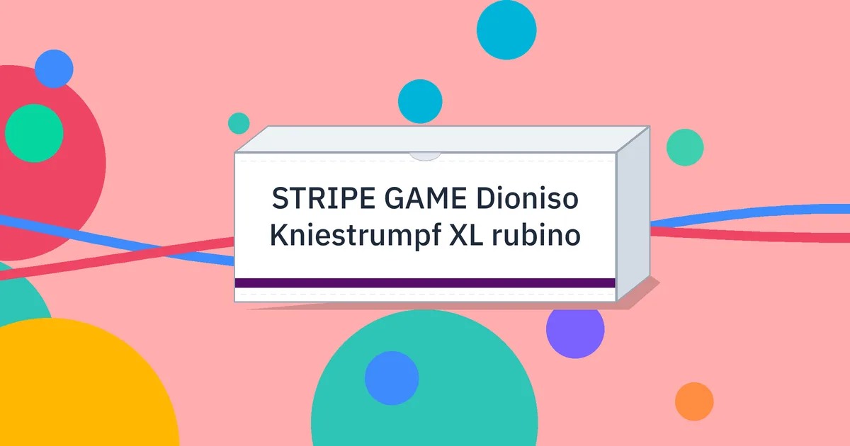 Symbolbild: Packung mit der Aufschrift STRIPE GAME Dioniso Kniestrumpf XL rubino (PZN 20210001) – Verfügbarkeit und Bezug in Apotheken in Frankfurt am Main