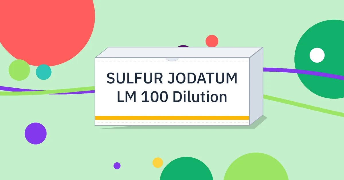 Symbolbild: Packung mit der Aufschrift SULFUR JODATUM LM 100 Dilution (PZN 13210621) – Verfügbarkeit und Bezug in Apotheken in Frankfurt am Main