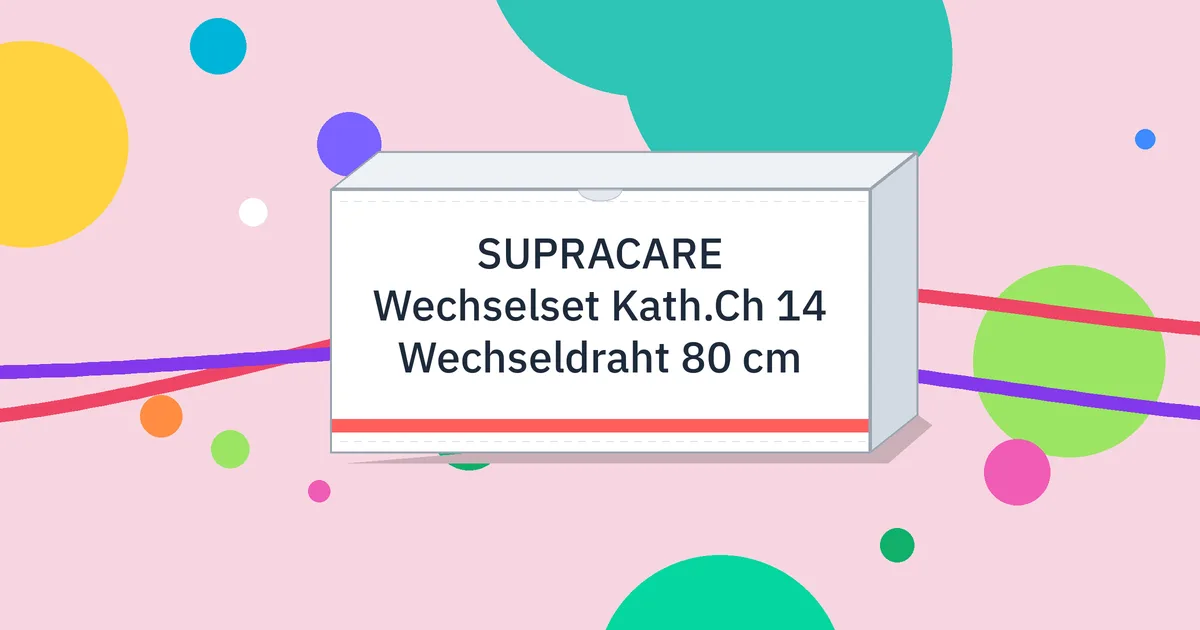 Symbolbild: Packung mit der Aufschrift SUPRACARE Wechselset Kath.Ch 14 Wechseldraht 80 cm (PZN 05020467) – Verfügbarkeit und Bezug in Apotheken in Frankfurt am Main