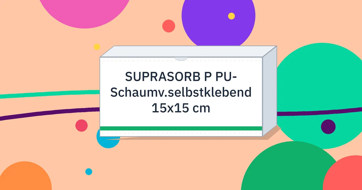 Symbolbild: Packung mit der Aufschrift SUPRASORB P PU-Schaumv.selbstklebend 15x15 cm (PZN 18001135) – Verfügbarkeit und Bezug in Apotheken in Frankfurt am Main