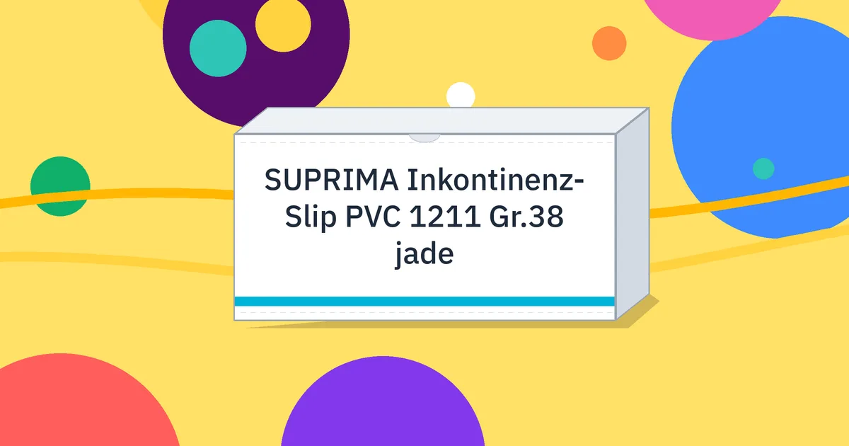 Symbolbild: Packung mit der Aufschrift SUPRIMA Inkontinenz-Slip PVC 1211 Gr.38 jade (PZN 05971719) – Verfügbarkeit und Bezug in Apotheken in Frankfurt am Main