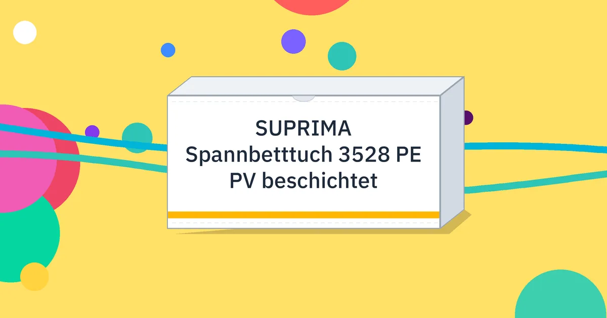 Symbolbild: Packung mit der Aufschrift SUPRIMA Spannbetttuch 3528 PE PV beschichtet (PZN 01368386) – Verfügbarkeit und Bezug in Apotheken in Frankfurt am Main