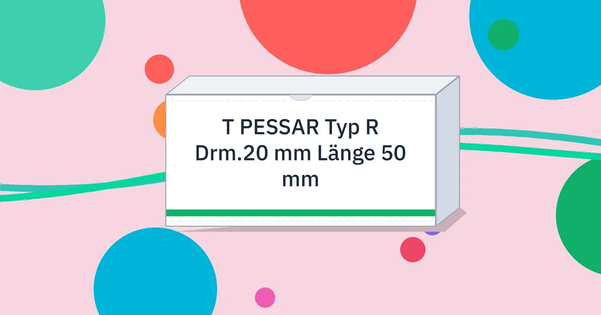 Symbolbild: Packung mit der Aufschrift T PESSAR Typ R Drm.20 mm Länge 50 mm (PZN 09336196) – Verfügbarkeit und Bezug in Apotheken in Frankfurt am Main