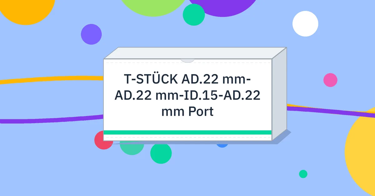 Symbolbild: Packung mit der Aufschrift T-STÜCK AD.22 mm-AD.22 mm-ID.15-AD.22 mm Port (PZN 17432229) – Verfügbarkeit und Bezug in Apotheken in Frankfurt am Main