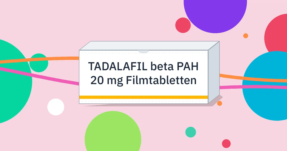 Symbolbild: Packung mit der Aufschrift TADALAFIL beta PAH 20 mg Filmtabletten (PZN 13700408) – Verfügbarkeit und Bezug in Apotheken in Frankfurt am Main