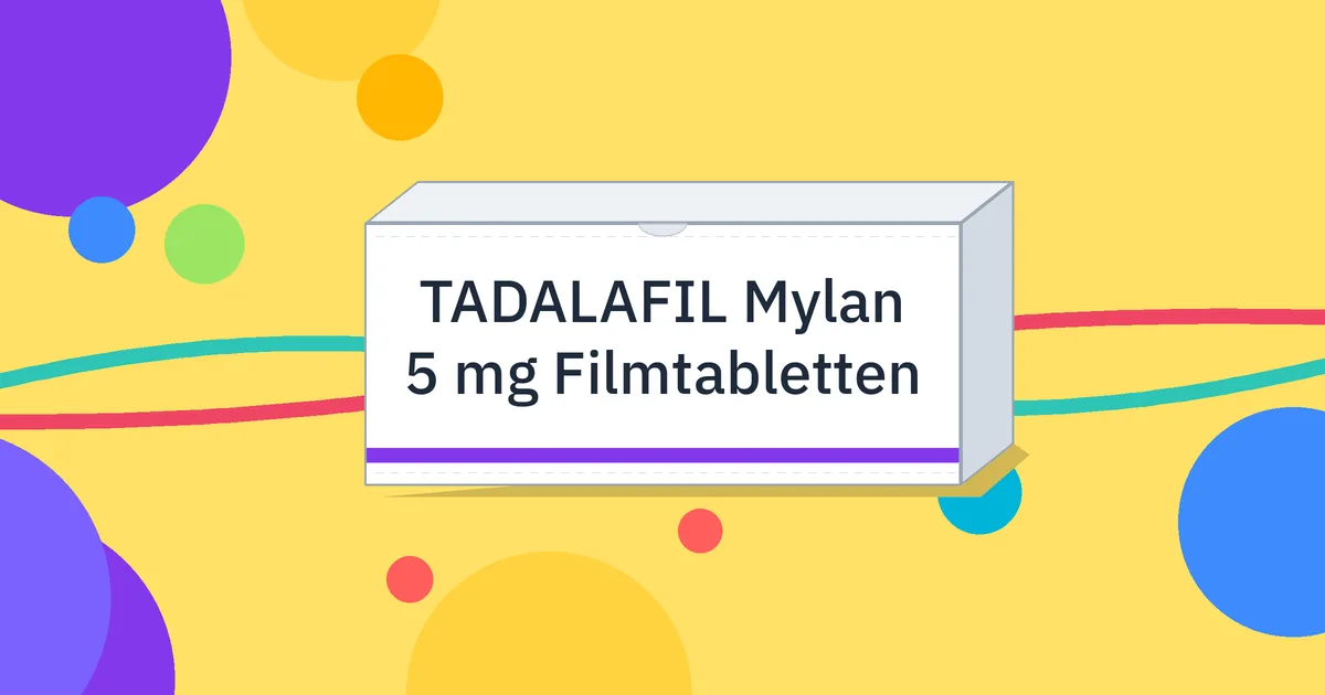 Symbolbild: Packung mit der Aufschrift TADALAFIL Mylan 5 mg Filmtabletten (PZN 17977710) – Verfügbarkeit und Bezug in Apotheken in Frankfurt am Main
