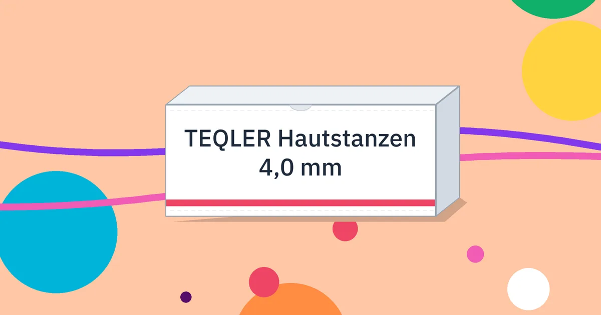 Symbolbild: Packung mit der Aufschrift TEQLER Hautstanzen 4,0 mm (PZN 19391523) – Verfügbarkeit und Bezug in Apotheken in Frankfurt am Main
