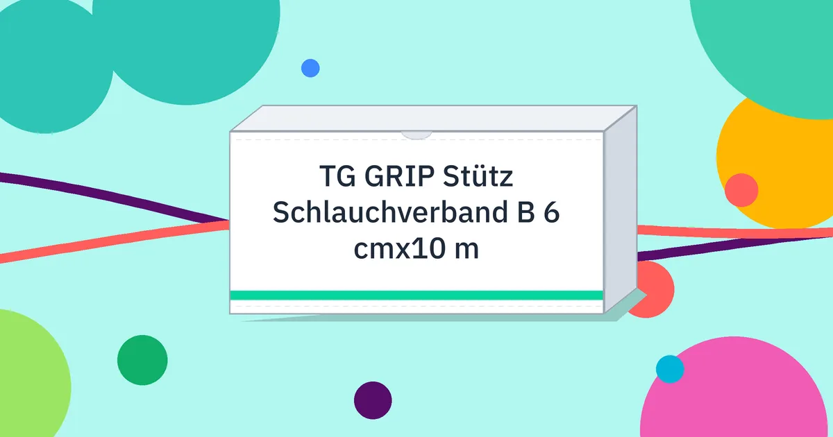 Symbolbild: Packung mit der Aufschrift TG GRIP Stütz Schlauchverband B 6 cmx10 m (PZN 01309372) – Verfügbarkeit und Bezug in Apotheken in Frankfurt am Main