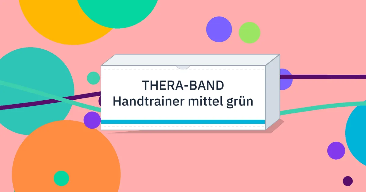 Symbolbild: Packung mit der Aufschrift THERA-BAND Handtrainer mittel grün (PZN 01028064) – Verfügbarkeit und Bezug in Apotheken in Frankfurt am Main