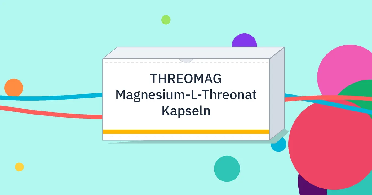 Symbolbild: Packung mit der Aufschrift THREOMAG Magnesium-L-Threonat Kapseln (PZN 19553486) – Verfügbarkeit und Bezug in Apotheken in Frankfurt am Main