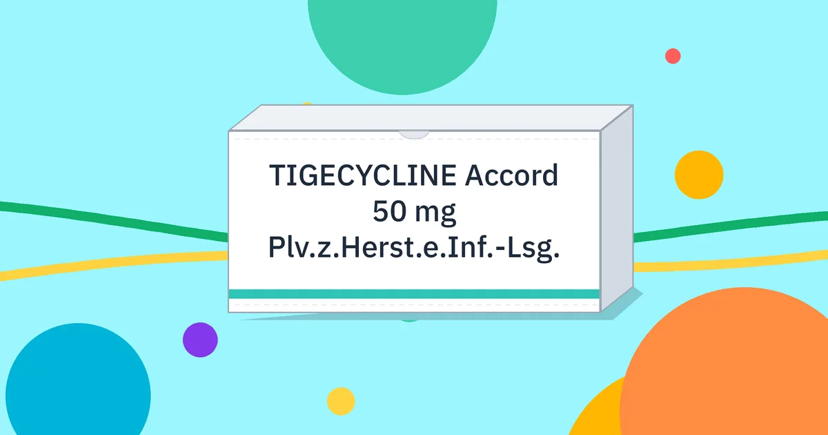 Symbolbild: Packung mit der Aufschrift TIGECYCLINE Accord 50 mg Plv.z.Herst.e.Inf.-Lsg. (PZN 16321924) – Verfügbarkeit und Bezug in Apotheken in Frankfurt am Main