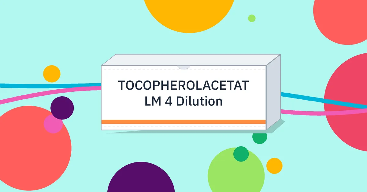 Symbolbild: Packung mit der Aufschrift TOCOPHEROLACETAT LM 4 Dilution (PZN 13224706) – Verfügbarkeit und Bezug in Apotheken in Frankfurt am Main