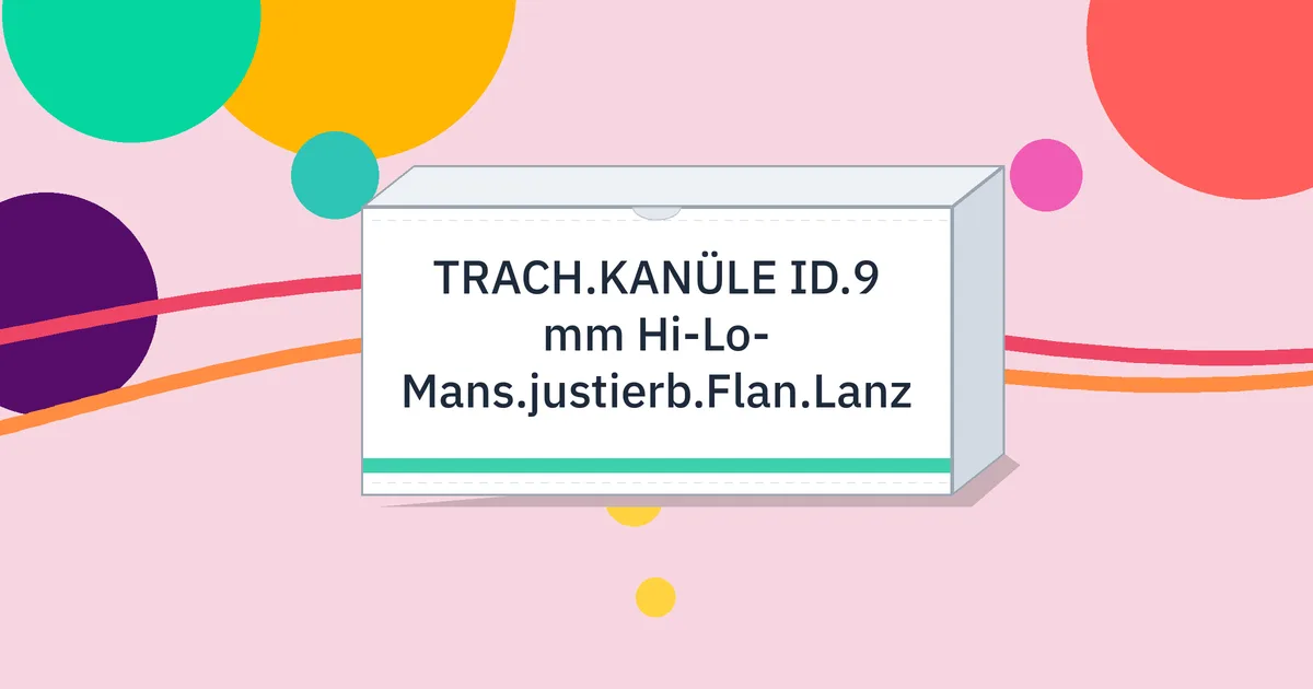 Symbolbild: Packung mit der Aufschrift TRACH.KANÜLE ID.9 mm Hi-Lo-Mans.justierb.Flan.Lanz (PZN 03379750) – Verfügbarkeit und Bezug in Apotheken in Frankfurt am Main