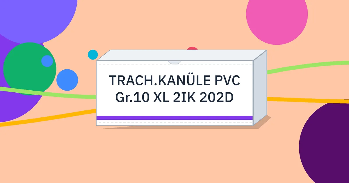 Symbolbild: Packung mit der Aufschrift TRACH.KANÜLE PVC Gr.10 XL 2IK 202D (PZN 06993551) – Verfügbarkeit und Bezug in Apotheken in Frankfurt am Main