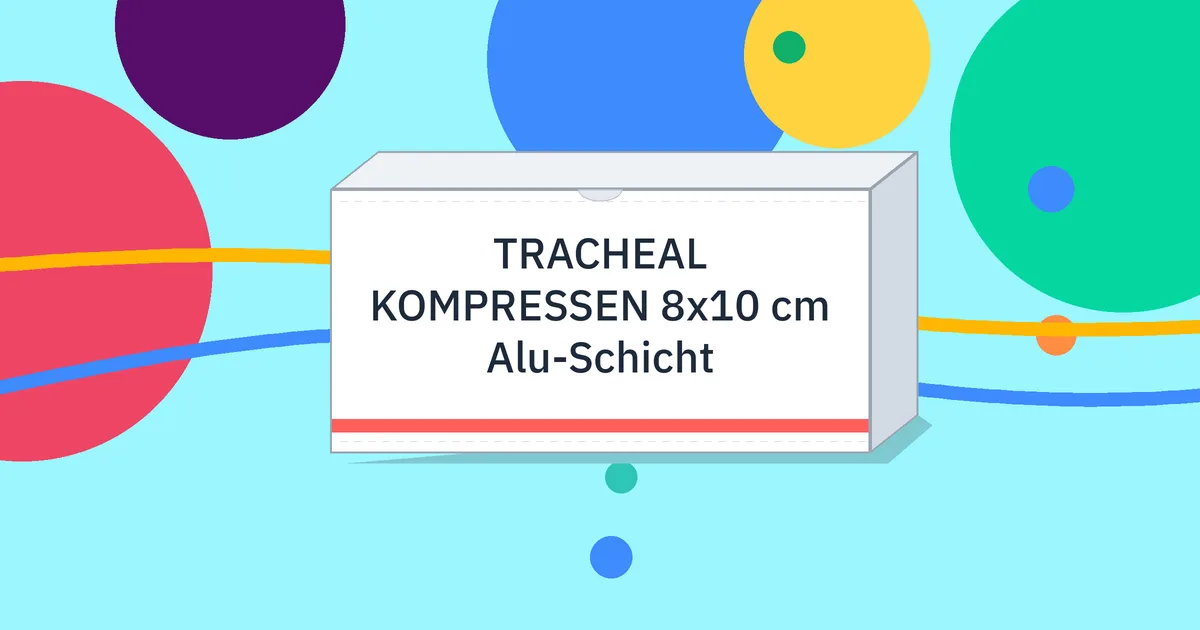 Symbolbild: Packung mit der Aufschrift TRACHEAL KOMPRESSEN 8x10 cm Alu-Schicht (PZN 00140623) – Verfügbarkeit und Bezug in Apotheken in Frankfurt am Main