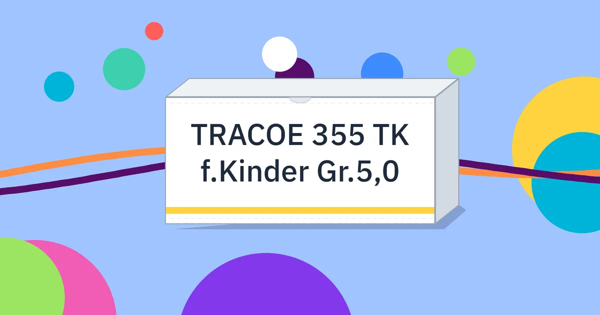 Symbolbild: Packung mit der Aufschrift TRACOE 355 TK f.Kinder Gr.5,0 (PZN 02362658) – Verfügbarkeit und Bezug in Apotheken in Frankfurt am Main