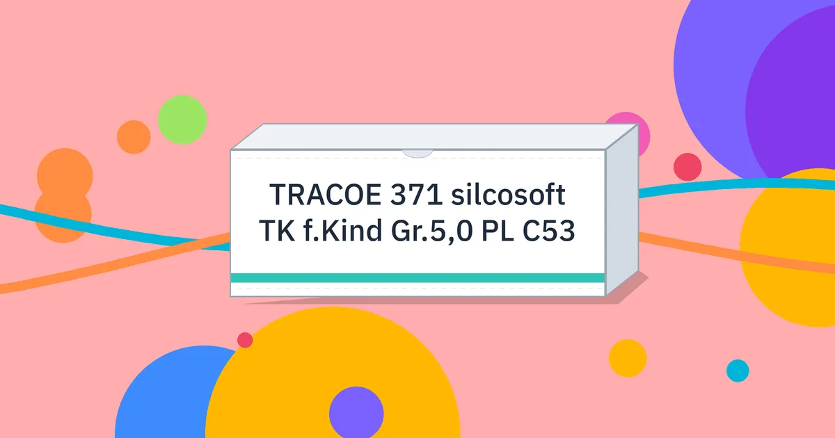 Symbolbild: Packung mit der Aufschrift TRACOE 371 silcosoft TK f.Kind Gr.5,0 PL C53 (PZN 14315635) – Verfügbarkeit und Bezug in Apotheken in Frankfurt am Main