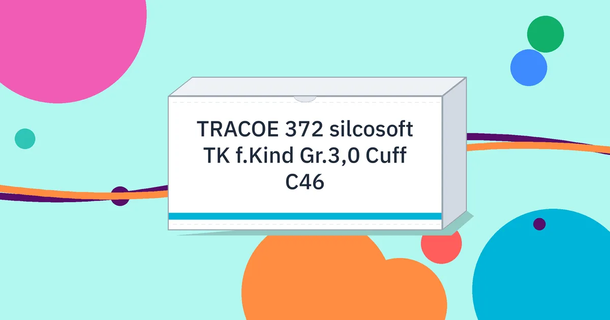 Symbolbild: Packung mit der Aufschrift TRACOE 372 silcosoft TK f.Kind Gr.3,0 Cuff C46 (PZN 14316037) – Verfügbarkeit und Bezug in Apotheken in Frankfurt am Main
