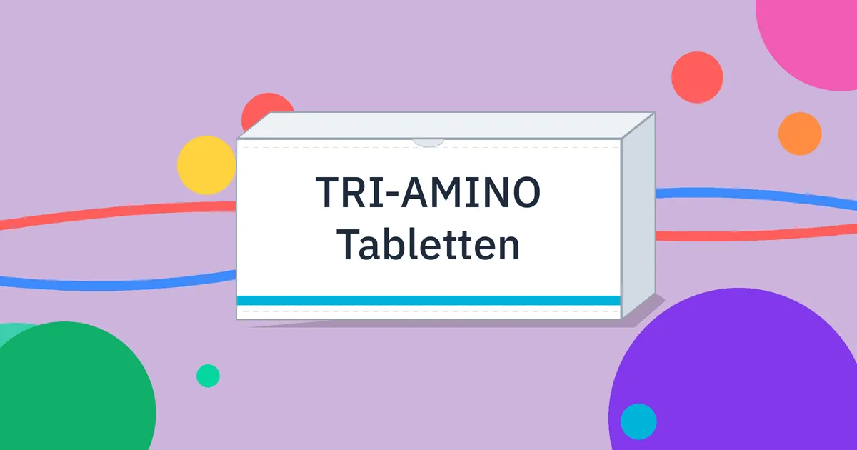 Symbolbild: Packung mit der Aufschrift TRI-AMINO Tabletten (PZN 12659046) – Verfügbarkeit und Bezug in Apotheken in Frankfurt am Main