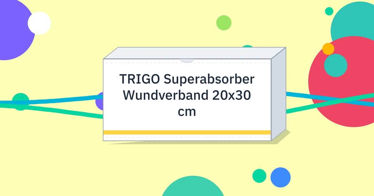 Symbolbild: Packung mit der Aufschrift TRIGO Superabsorber Wundverband 20x30 cm (PZN 18713226) – Verfügbarkeit und Bezug in Apotheken in Frankfurt am Main