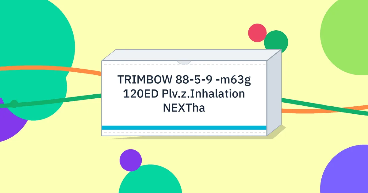 Symbolbild: Packung mit der Aufschrift TRIMBOW 88-5-9 -m63g 120ED Plv.z.Inhalation NEXTha (PZN 19119844) – Verfügbarkeit und Bezug in Apotheken in Frankfurt am Main