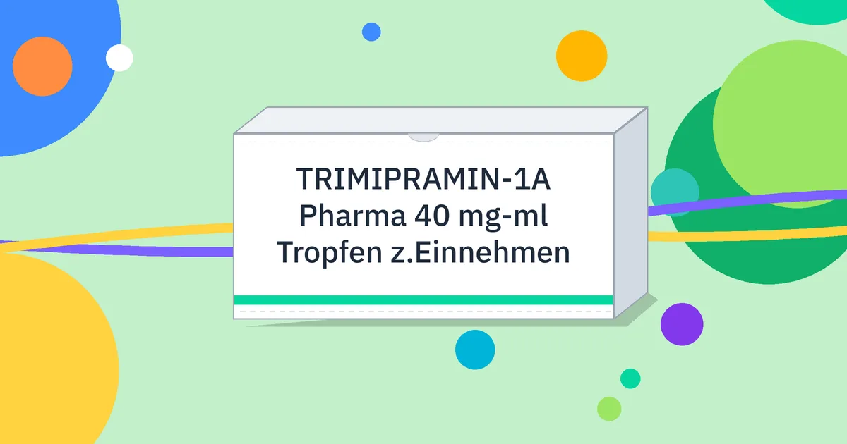 Symbolbild: Packung mit der Aufschrift TRIMIPRAMIN-1A Pharma 40 mg-ml Tropfen z.Einnehmen (PZN 15436298) – Verfügbarkeit und Bezug in Apotheken in Frankfurt am Main