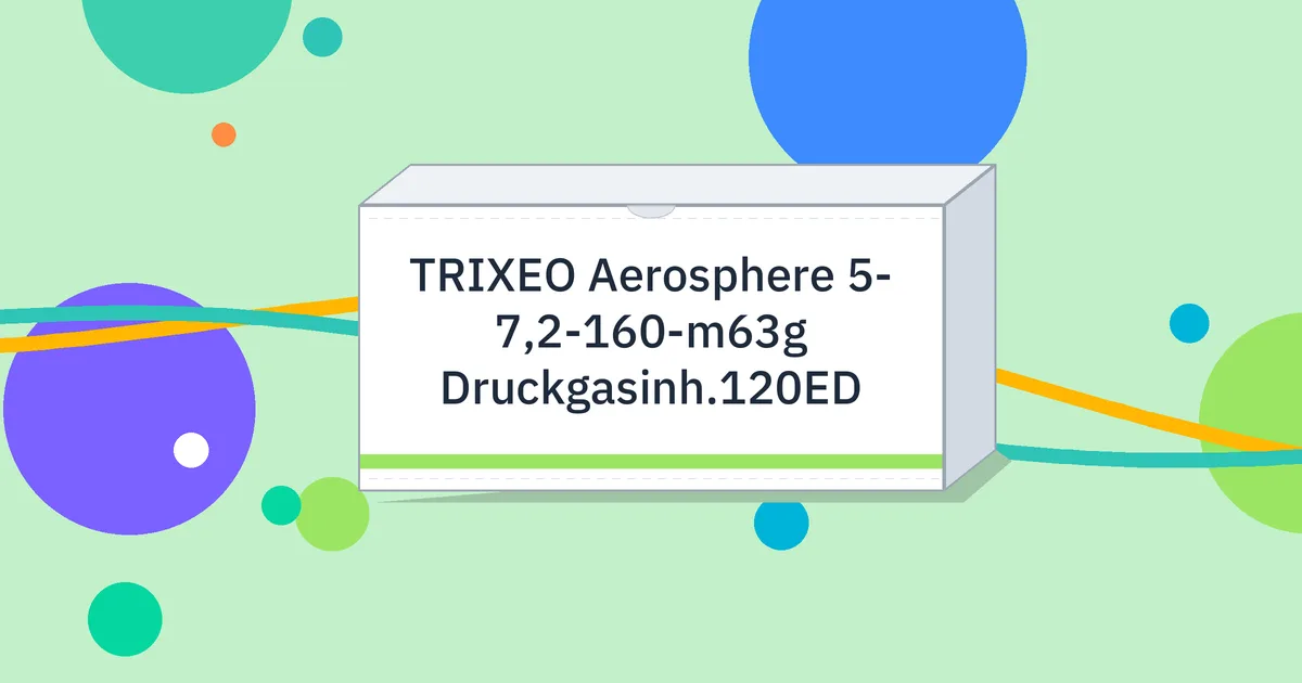 Symbolbild: Packung mit der Aufschrift TRIXEO Aerosphere 5-7,2-160-m63g Druckgasinh.120ED (PZN 19481249) – Verfügbarkeit und Bezug in Apotheken in Frankfurt am Main