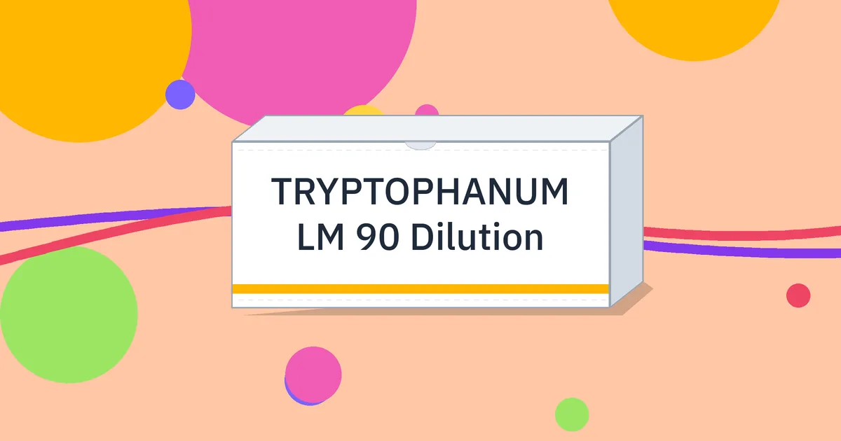 Symbolbild: Packung mit der Aufschrift TRYPTOPHANUM LM 90 Dilution (PZN 13253754) – Verfügbarkeit und Bezug in Apotheken in Frankfurt am Main