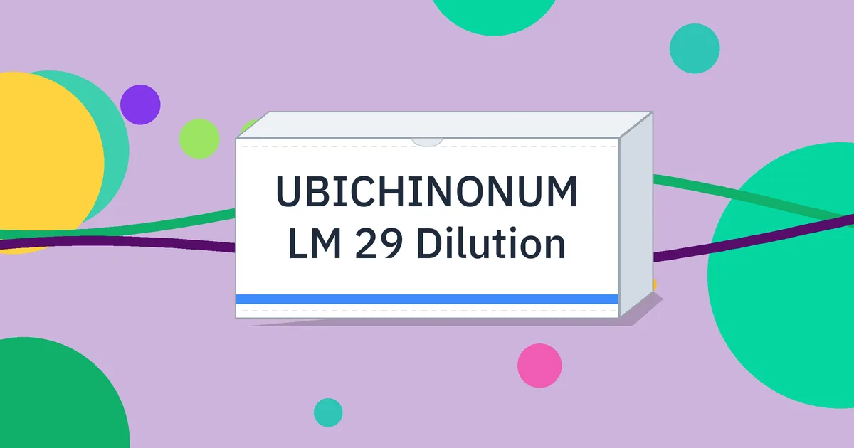 Symbolbild: Packung mit der Aufschrift UBICHINONUM LM 29 Dilution (PZN 13255026) – Verfügbarkeit und Bezug in Apotheken in Frankfurt am Main
