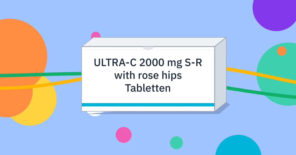 Symbolbild: Packung mit der Aufschrift ULTRA-C 2000 mg S-R with rose hips Tabletten (PZN 16800122) – Verfügbarkeit und Bezug in Apotheken in Frankfurt am Main