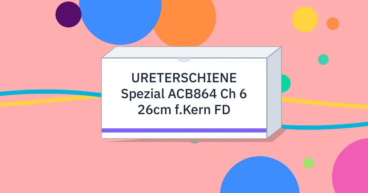 Symbolbild: Packung mit der Aufschrift URETERSCHIENE Spezial ACB864 Ch 6 26cm f.Kern FD (PZN 00508508) – Verfügbarkeit und Bezug in Apotheken in Frankfurt am Main