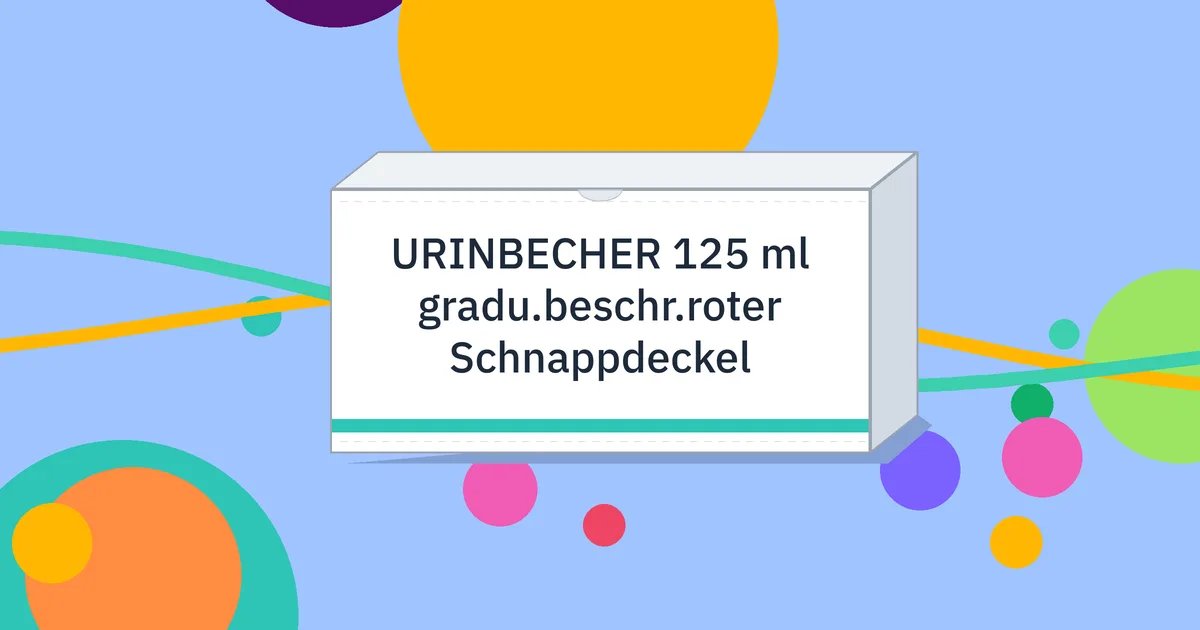Symbolbild: Packung mit der Aufschrift URINBECHER 125 ml gradu.beschr.roter Schnappdeckel (PZN 09927023) – Verfügbarkeit und Bezug in Apotheken in Frankfurt am Main