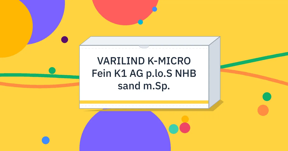 Symbolbild: Packung mit der Aufschrift VARILIND K-MICRO Fein K1 AG p.lo.S NHB sand m.Sp. (PZN 20554522) – Verfügbarkeit und Bezug in Apotheken in Frankfurt am Main