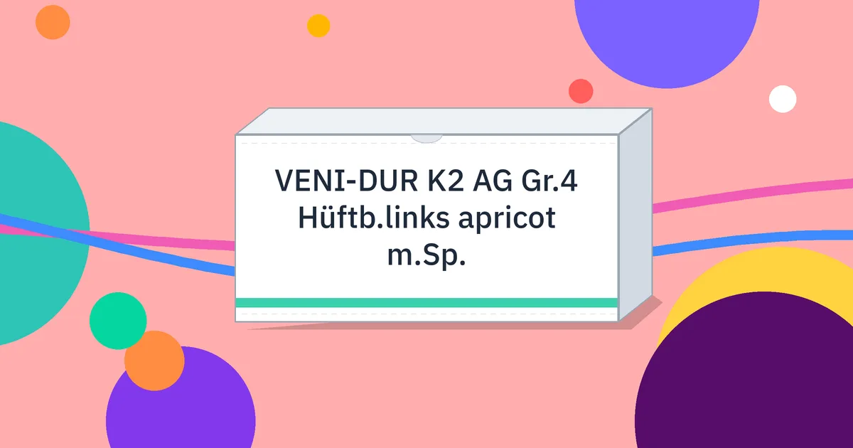 Symbolbild: Packung mit der Aufschrift VENI-DUR K2 AG Gr.4 Hüftb.links apricot m.Sp. (PZN 03246687) – Verfügbarkeit und Bezug in Apotheken in Frankfurt am Main