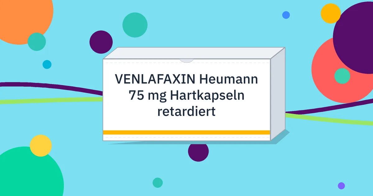 Symbolbild: Packung mit der Aufschrift VENLAFAXIN Heumann 75 mg Hartkapseln retardiert (PZN 11566420) – Verfügbarkeit und Bezug in Apotheken in Frankfurt am Main