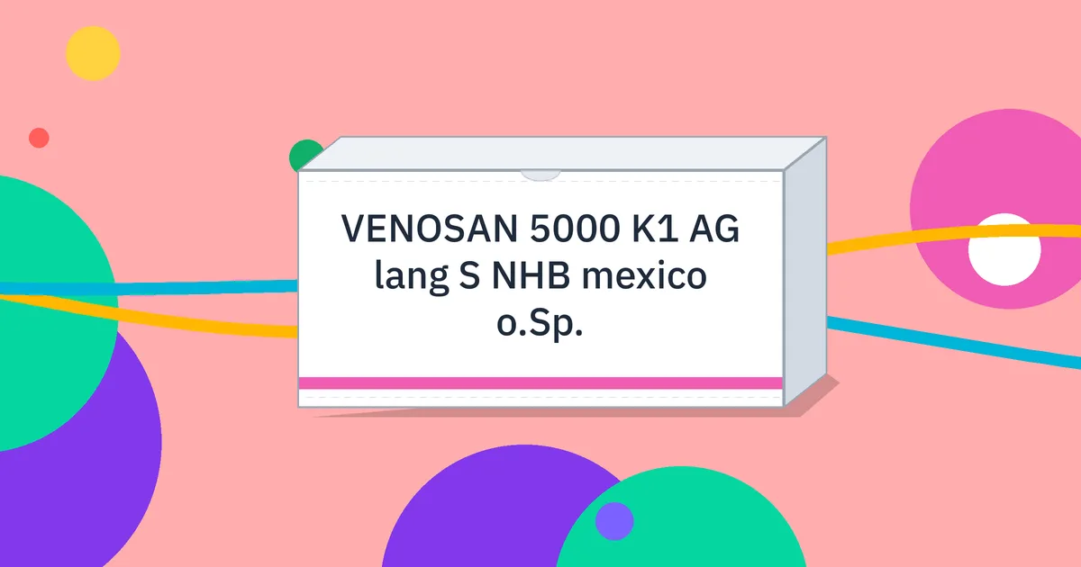 Symbolbild: Packung mit der Aufschrift VENOSAN 5000 K1 AG lang S NHB mexico o.Sp. (PZN 14429706) – Verfügbarkeit und Bezug in Apotheken in Frankfurt am Main