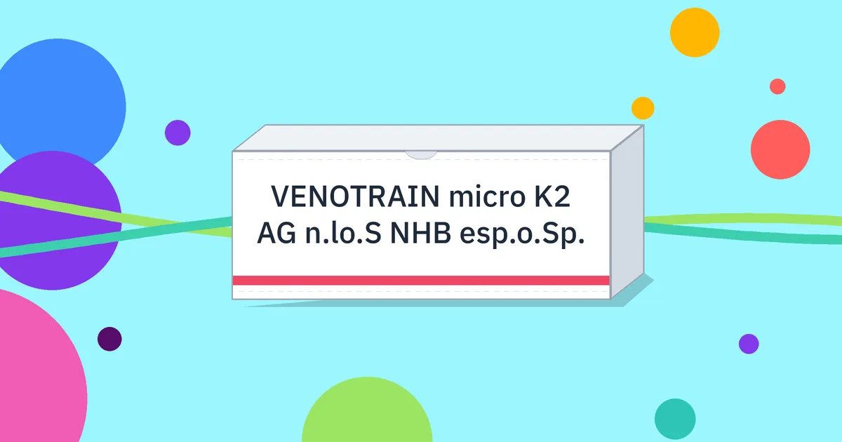 Symbolbild: Packung mit der Aufschrift VENOTRAIN micro K2 AG n.lo.S NHB esp.o.Sp. (PZN 05716996) – Verfügbarkeit und Bezug in Apotheken in Frankfurt am Main