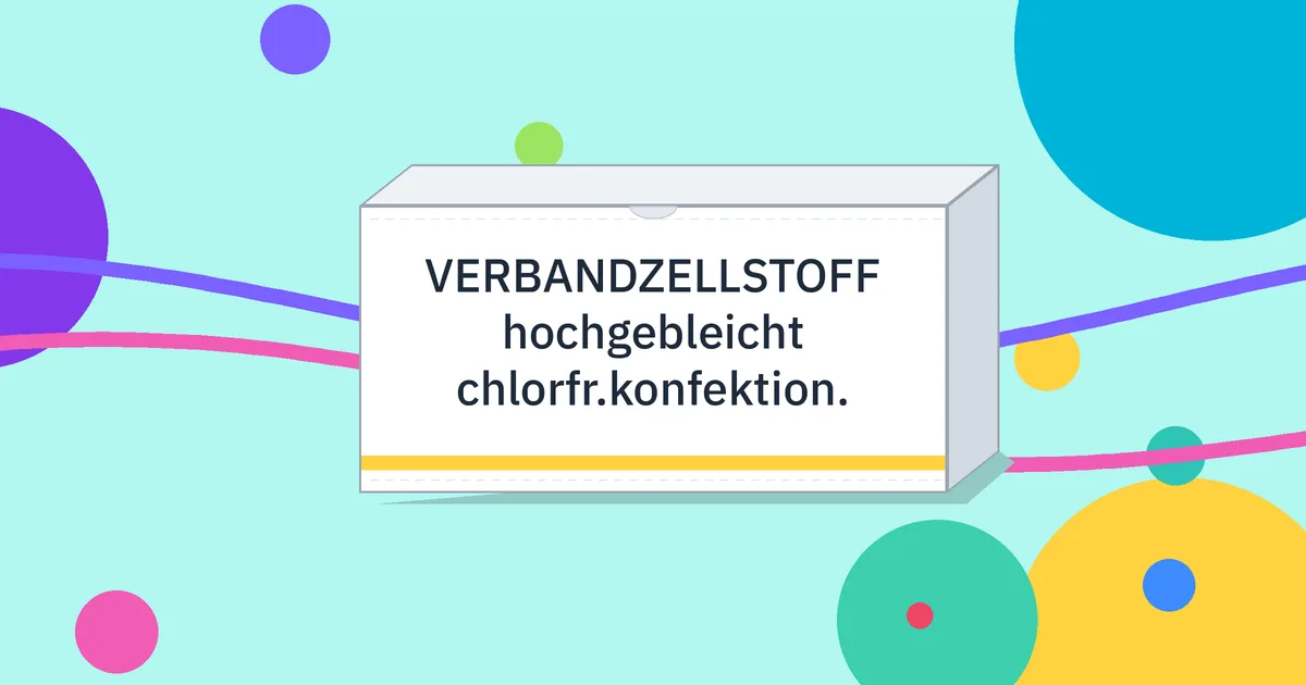 Symbolbild: Packung mit der Aufschrift VERBANDZELLSTOFF hochgebleicht chlorfr.konfektion. (PZN 04613805) – Verfügbarkeit und Bezug in Apotheken in Frankfurt am Main