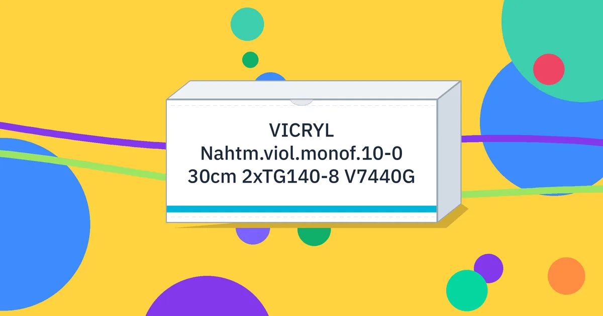 Symbolbild: Packung mit der Aufschrift VICRYL Nahtm.viol.monof.10-0 30cm 2xTG140-8 V7440G (PZN 20891171) – Verfügbarkeit und Bezug in Apotheken in Frankfurt am Main