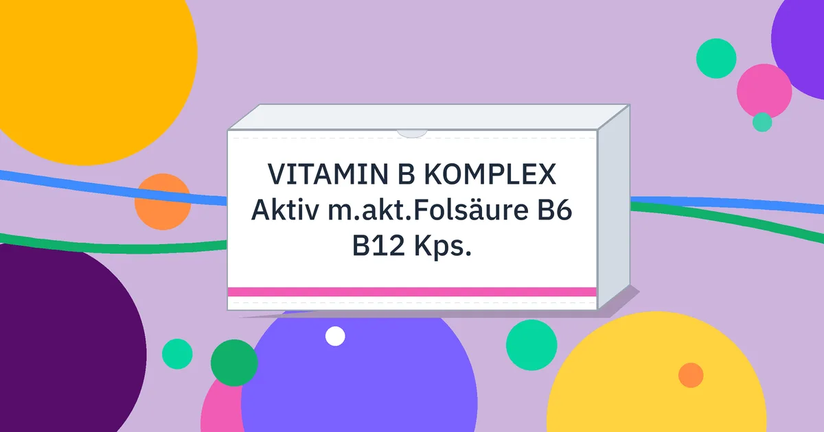 Symbolbild: Packung mit der Aufschrift VITAMIN B KOMPLEX Aktiv m.akt.Folsäure B6 B12 Kps. (PZN 13420330) – Verfügbarkeit und Bezug in Apotheken in Frankfurt am Main