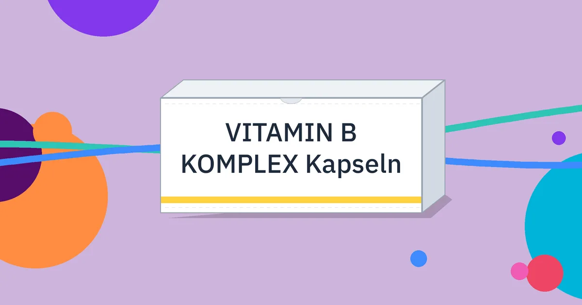 Symbolbild: Packung mit der Aufschrift VITAMIN B KOMPLEX Kapseln (PZN 18909521) – Verfügbarkeit und Bezug in Apotheken in Frankfurt am Main